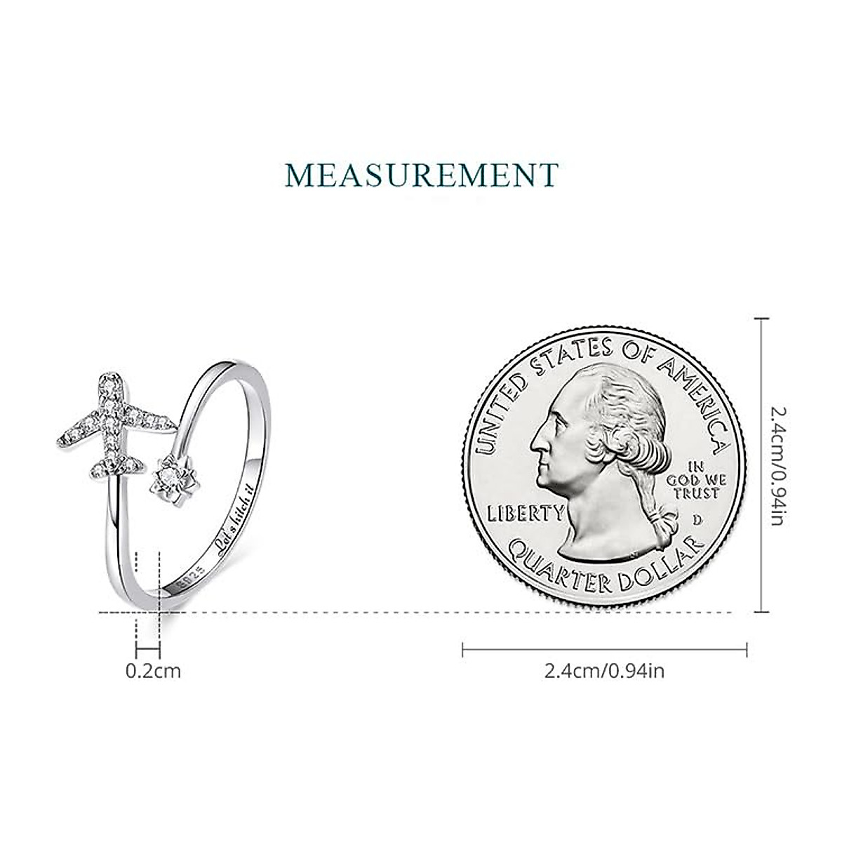 NanMuc Womens 925 Sterling Silver World Travel Souvenir Airplane Finger Ring Travel Trip Adjustable Open Finger Ring Wife Anniversary Jewelry