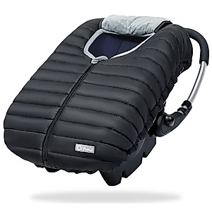 Orzbow Enfant Car Seat Covers - Cocoon Baby Cover for Boys & Girls, Rain & Snow Repellent, Breathable Windproof, Winter Protector, Center Zipper, Universal Fit for Infant Car Seat (0-12M), Black