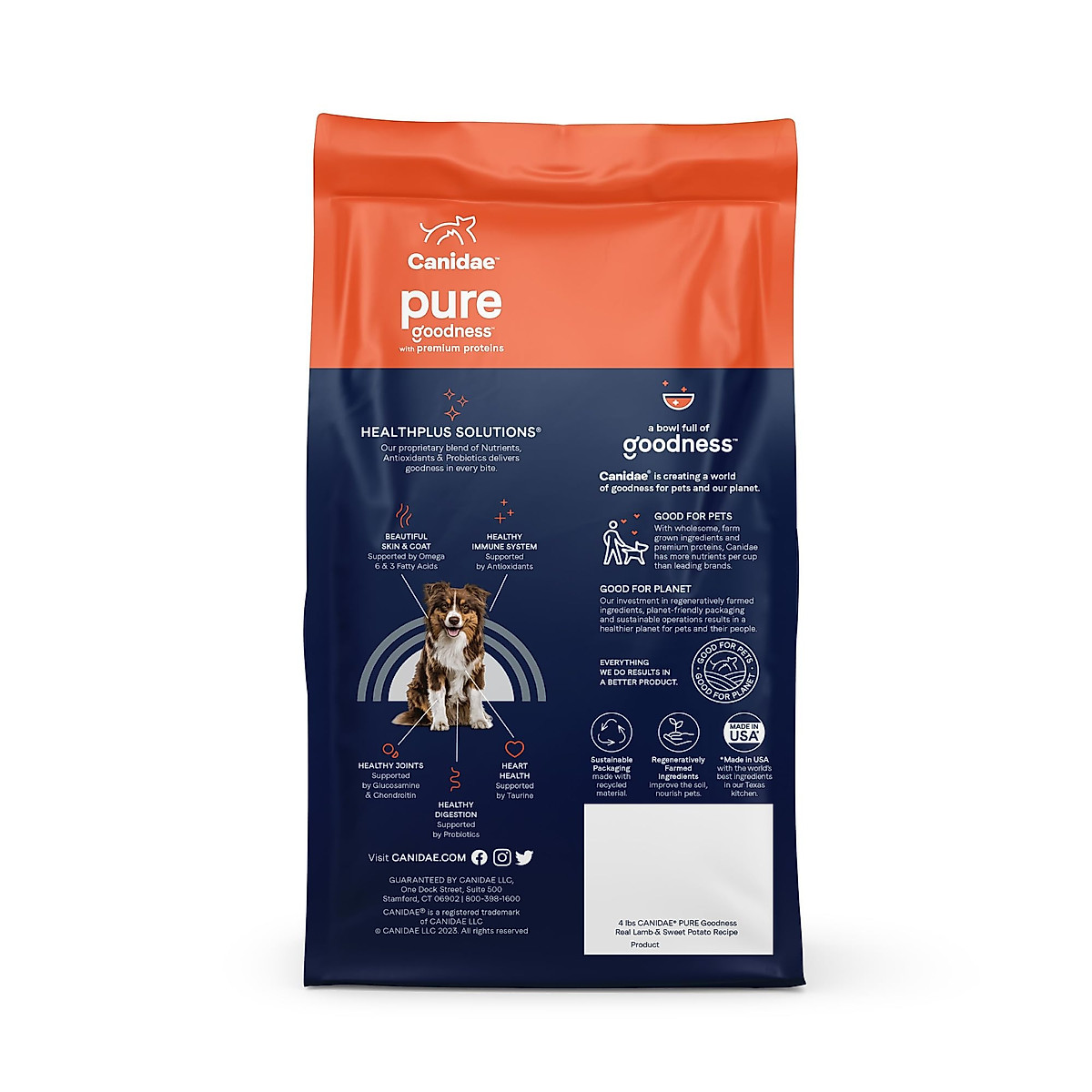 Canidae PURE Limited Ingredient Premium Adult Dry Dog Food, Lamb and Pea Recipe, 4 Pounds, Grain Free