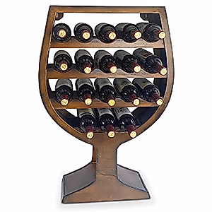 CoTa Global Wine Glass Shaped Wall Mounted Wine Rack - 18 Bottles Freestanding Wooden Wine Holder, Hanging Bottle Rack or Floor Stand, Rustic Wine Storage Shelf Organizer for Wine Bar & Home Décor