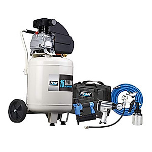 Pulsar 15 Gallon Vertical Tank Portable Electric Air Compressor with Accessories & Added Tool Kit, PCE6150VK