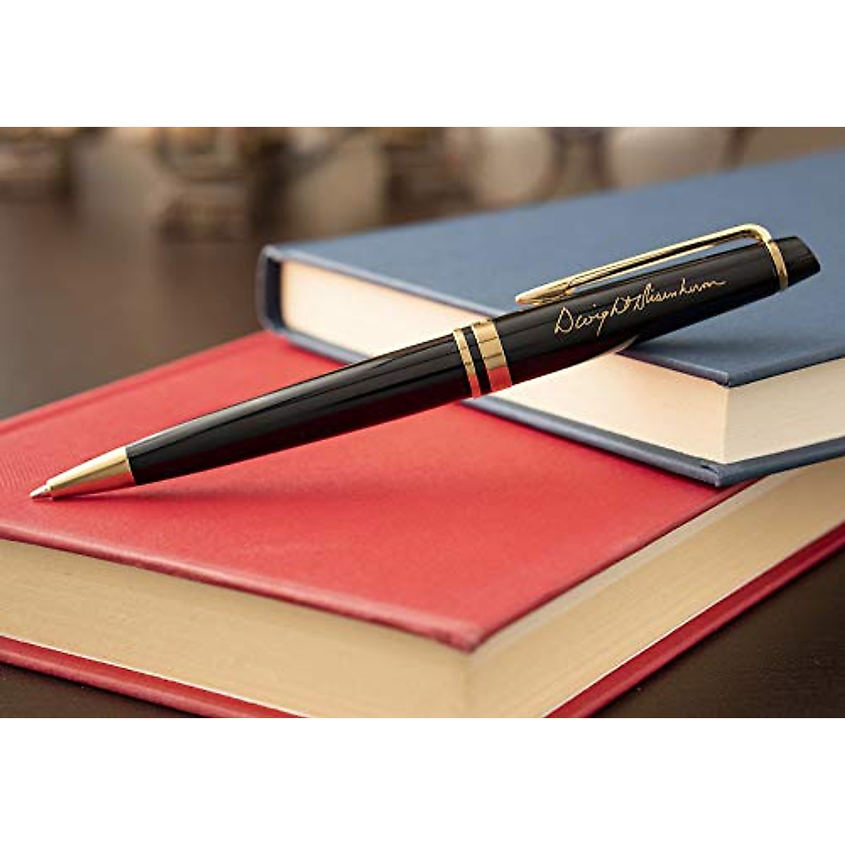 Dayspring Pens Personalized Waterman Pen | Engraved Waterman Expert Black with Gold Trim Ballpoint. Custom Engraved Gift Pen Personalized and Shipped