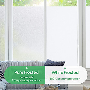 Coavas Window Privacy Film Frosted Glass Window Clings Bathroom Door Window Coverings Day and Night Privacy Peel and Stick Sun Blocking Decorative Frosting Home Window Tint (35.4 x 118.1 Inch, Pure)
