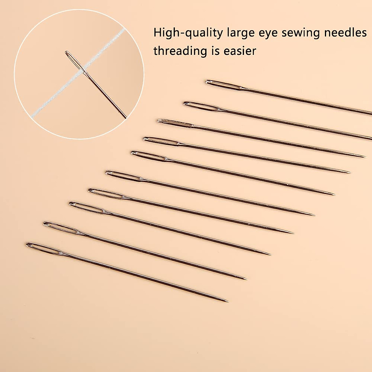 23 PCS Large Eye Sewing Needles, 2.36in Sewing Sharp Needles, Leather Needle Embroidery Thread Needle, Stainless Steel Yarn Knitting Needles with a 3.3in Plastic Bottle