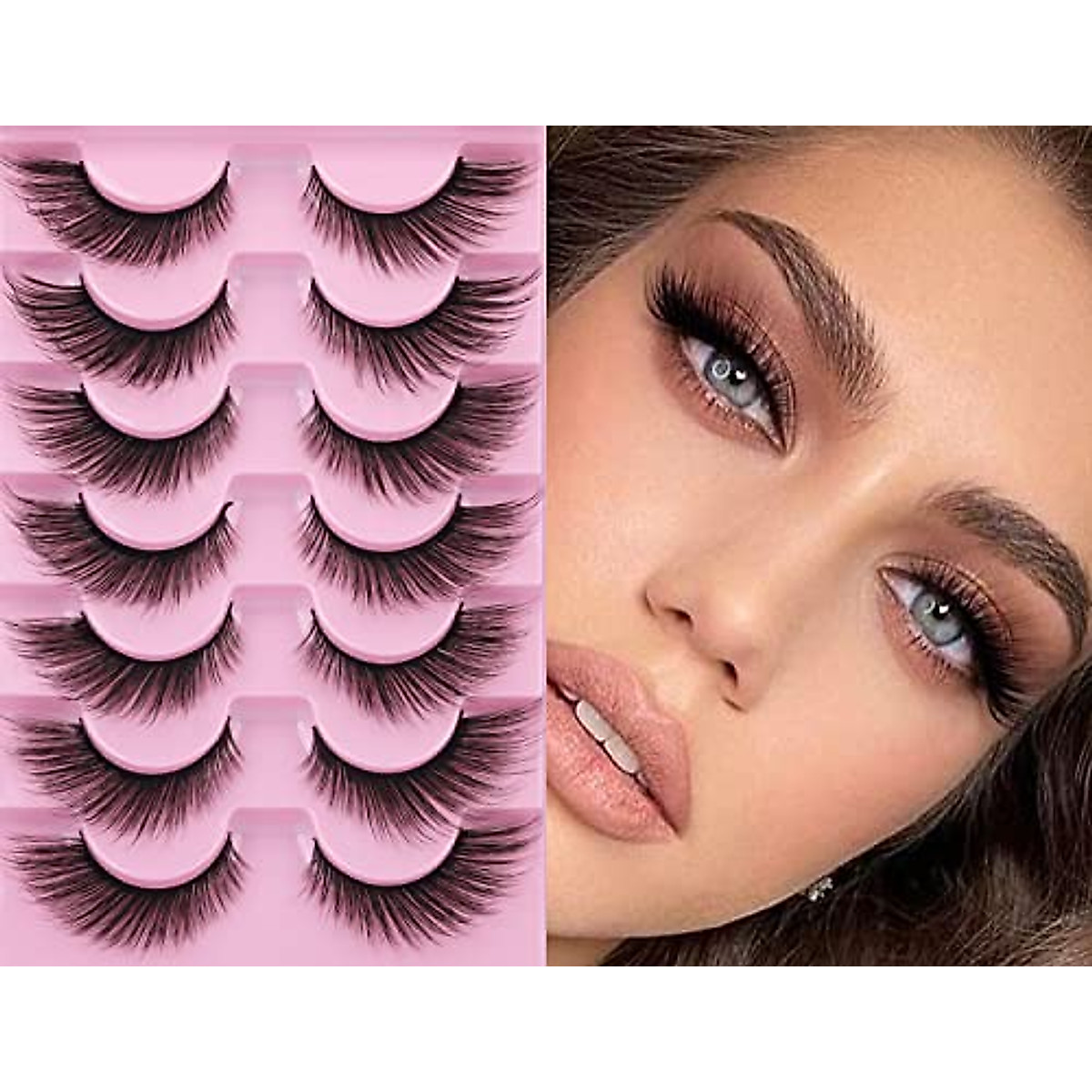 Fox Eye Lashes Fluffy Eyelashes Angel Wing Wispy False Eyelashes Like Bratz Styles L Curl Rusain Strip Lashes that Look Like Extensions Little Dramatic Lashes Pack