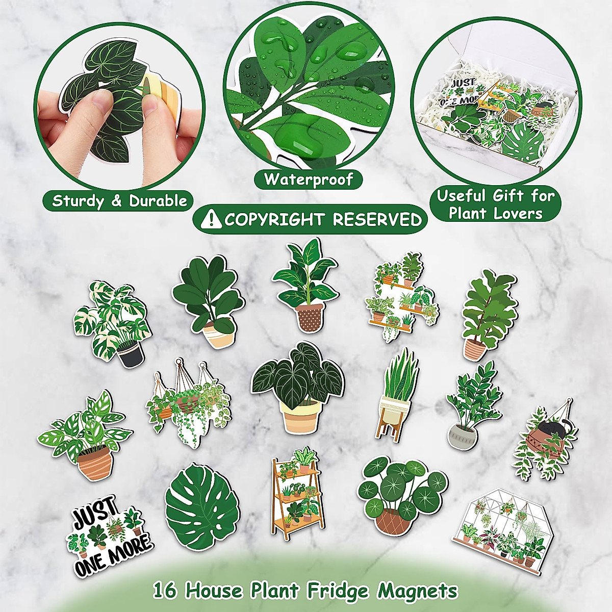 Huray Rayho Plant Fridge Magnets Cute Monstera Leaf House Refrigerator Magnets Decal Just One More Plant Signs Housewarming Gift for Plant Lover Home Kitchen Decor Office Locker Whiteboard Stickers