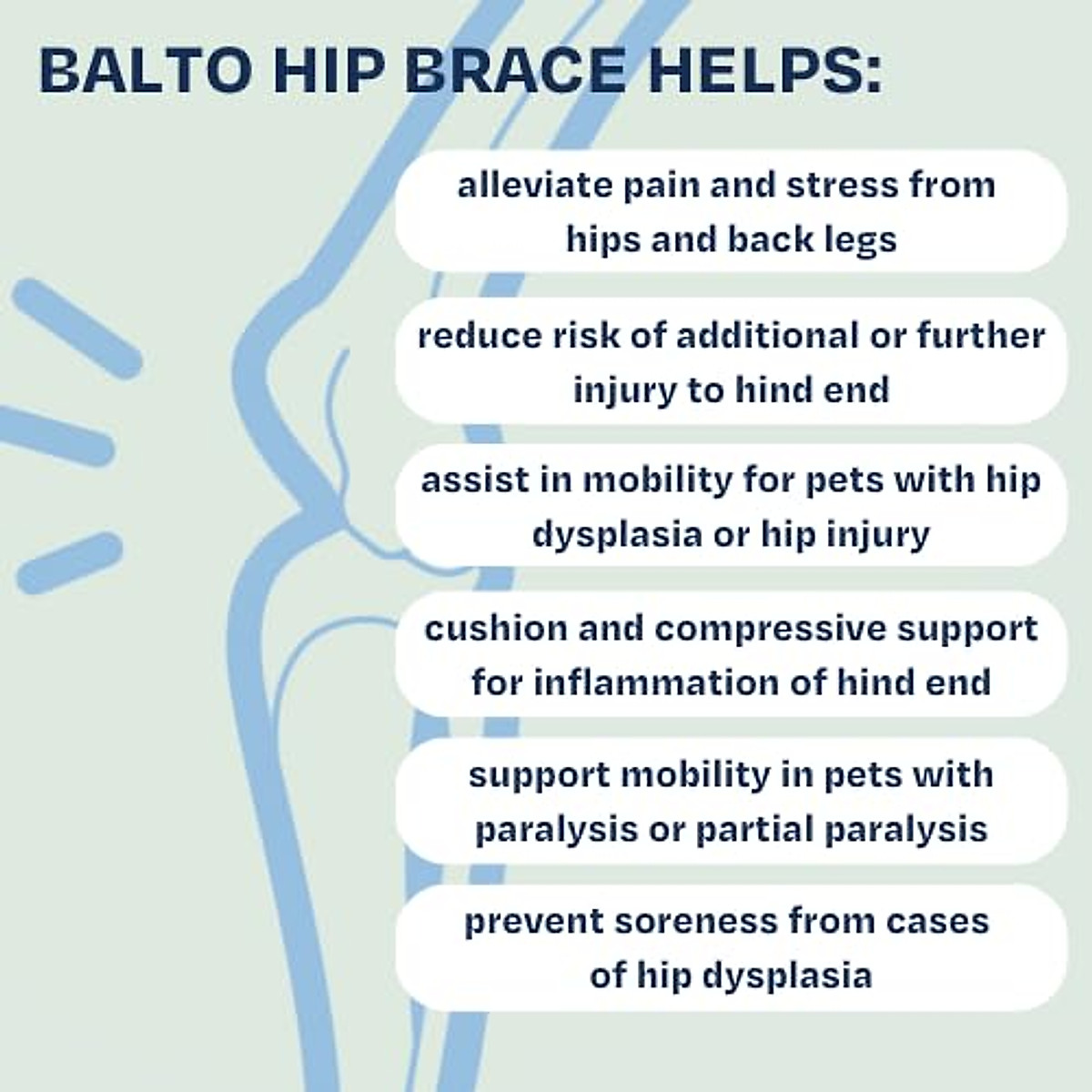 Balto Life Hip Dysplasia Brace – Dog Hip Support Harness – Hind End Adjustable Compression Brace - Distribute Weight Evenly Helps Prevent New Injuries – Rear Support Aide (Medium)