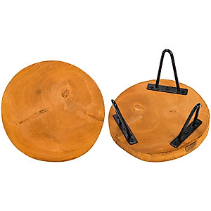 DEAYOU 2 Pack Small Wood Display Stand, 10"/ 8" Round Wooden Cupcake Pedestal, Paulownia Wood Slice Stand with Metal Leg for Plants, Rustic Wedding Cake Holder Slab Tray for Decor, Flower Pots, Table