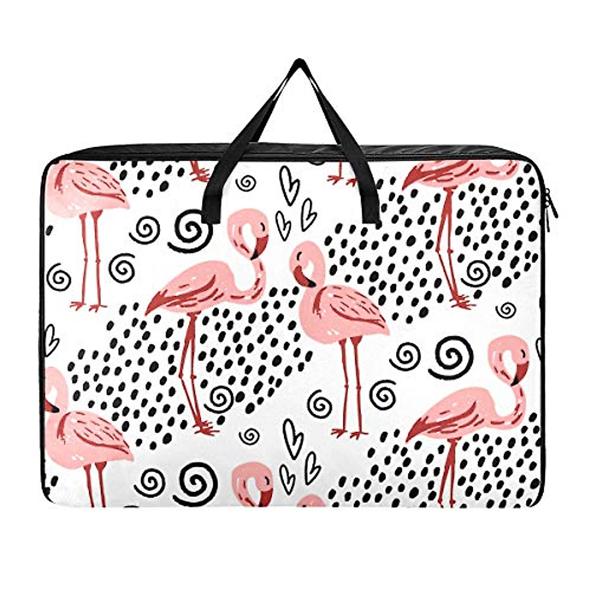 MCHIVER Quilt Storage Bag Clothing Organizer - Flamingo Pattern Under Bed Storage Bins Bedroom Storage Clear Window & Carry Handles Great for Under Bed Storage