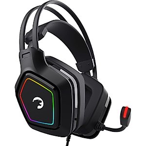 GAMEPOWER Mihawk USB Gaming Headset - 7.1 Virtual Surround Sound, Wired RGB Led Headphones with 50MM Drivers, Comfort Design, 360 Spatial Audio, Noise Cancelling Mic, PC, Laptop, Black