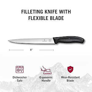 Victorinox Swiss Classic 8-Inch Fillet Knife, with Straight Flexible Blade, Multicolor