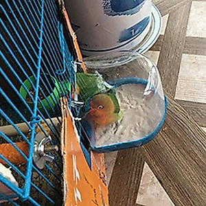 prettDliJUN Caged Bird Bath Bird Cage Parrot Supplies Bathing Tub for Small Birds Shower Box Cage Blue