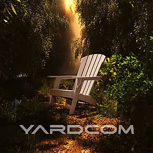 YARDCOM Adirondack Chair, 110°Ergonomics Plastic Extra Tall Adirondack Chairs, HDPE All-Weather Plastic Patio Outdoor Chair, High Foamed Polyethylene Fire Pit Chair(Natural)