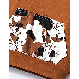 AGAPENG Baby Girl Cow Print Hoodie Sweatsuit - Long Sleeve Sweatshirt & Flare Pants - Fall Winter Clothes 12-18 Month Thanksgiving Outfit