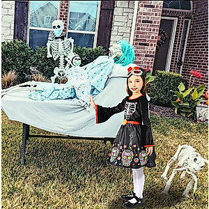 Lingway Toys Day of the Dead Costume for Girls,Great for Dia de los Muertos 7-8years