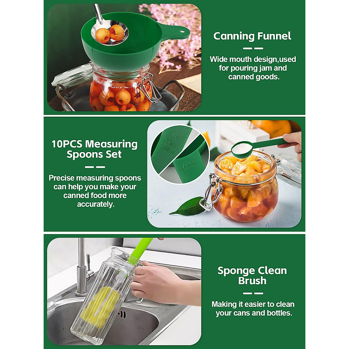 19PCS Canning Supplies Starter Kit, Kalolary Kitchen Canning Tools Canning Essentials Kit Home Canning Equipment Kit with Canning Rack Canning Tong Funnel Jar Lifter for Canned Fruit Vegetables Pickle