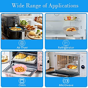 Silicone Air Fryer Liners 3 Pack Reusable Air Fryer Silicone Tray Basket Air fryers Silicone Pot Suitble for 3.5—5QT or Bigger Air fryers Oven（Blue,Grey,Pink)