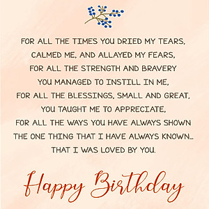 Prime Greetings Heartfelt Birthday Card For Mom (Mother), Made in America, Eco-Friendly, Thick Card Stock with Premium Envelope 5in x 7.75in, Packaged in Protective Mailer