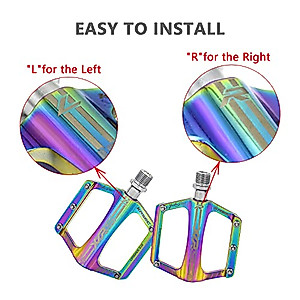 KRSEC Bike Pedals Mountain Bike Pedal, Bicycle Platform Pedals, Universal 9/16" Aluminum Alloy Sealed Bearing, Lightweight Non-Slip Rockbros Pedal, Fit Most Adult Road Bike/BMX/MTB Parts Set, Colorful