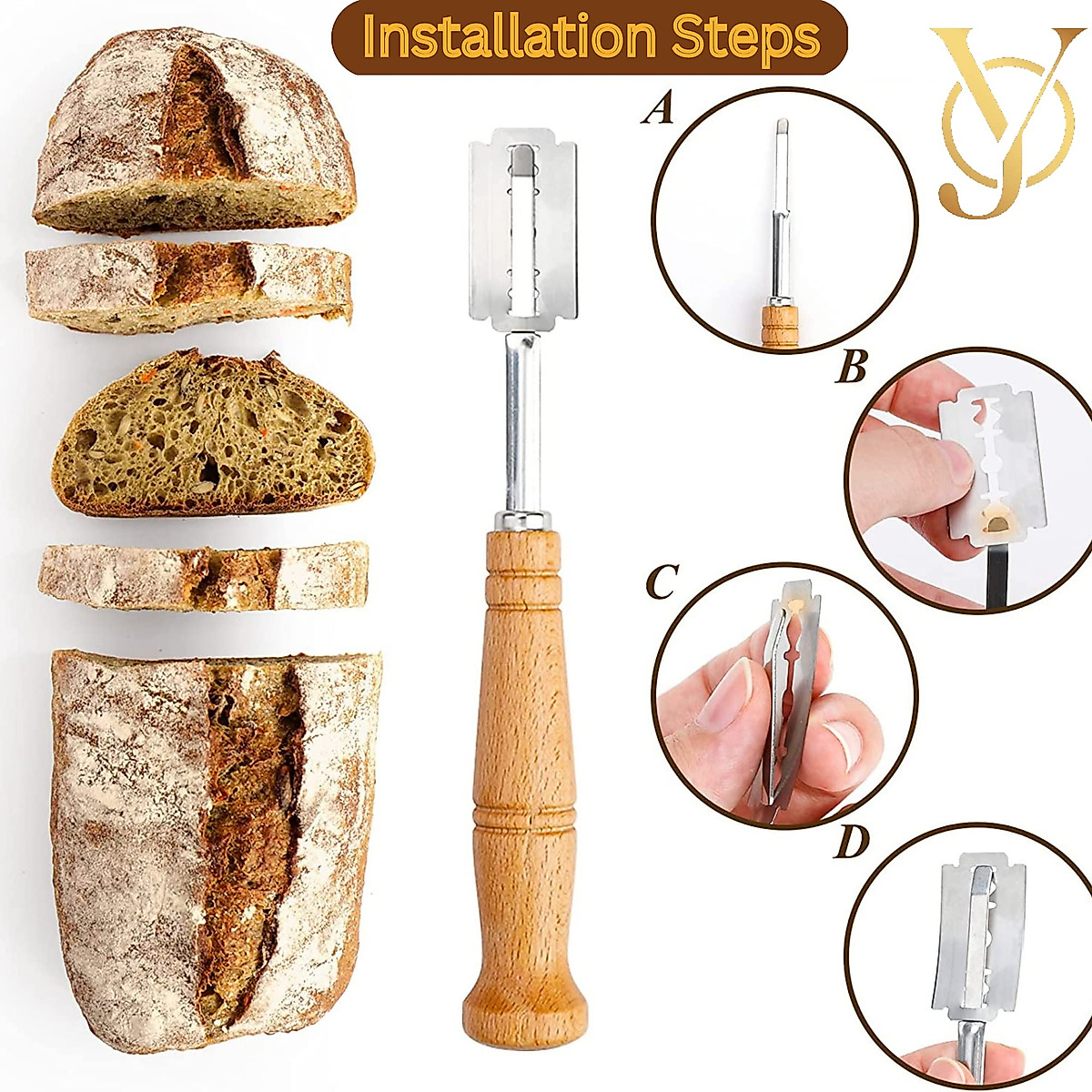 YJ DESIGNS 10 Pieces Banneton Bread Proofing Basket Set of 2-10" Round & 9.6" Oval - Sourdough Bread Baking Supplies - Bread Making Tools and Supplies - Sourdough Starter Kit - Bread Proofer