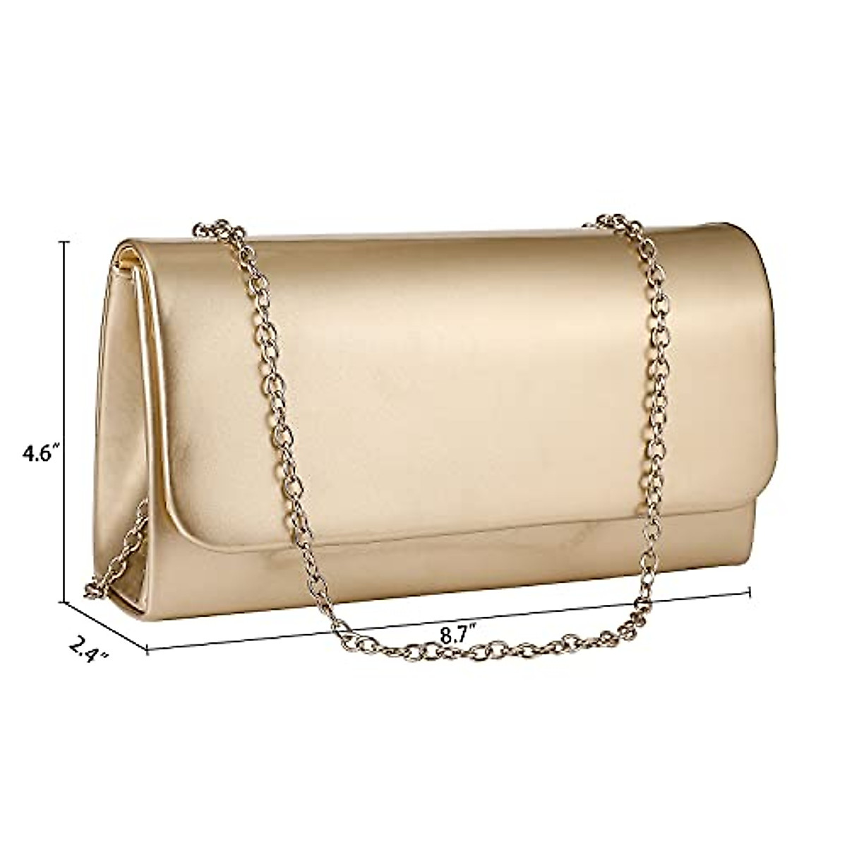 ZHANNI Women Glossy Patent Leather Fashion Clutch Purses Evening Bag Handbag (Gold)