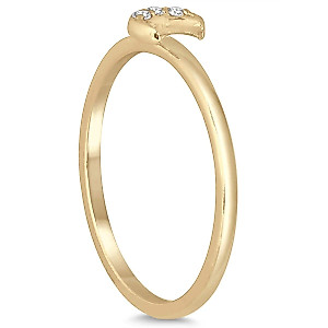 SZUL Stackable Diamond Crescent Moon Ring in 14K Yellow Gold