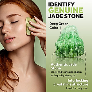 Jade Roller for Face and Gua Sha Set - 2 Anti-Aging Facial Rollers and Gua-Sha Facial Tool - Face and Body Massager for Your Skincare Routine - Massage Tools for Wrinkles and Lifting
