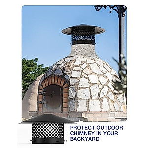 Hahaemall 10 Inch Chimney Cap Round Chimney Cover, Fireplace Chimney Caps for Outside, Chimney Rain Caps, Roof Vent Cap, All Weather, Easy to Install, Black