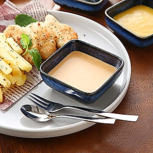 vancasso Stern 6 Oz Dipping Bowls, 3.7 Inches Ceramic Soy Sauce Dish, Square Side Dishes, Small Appetizer Plates Set of 4