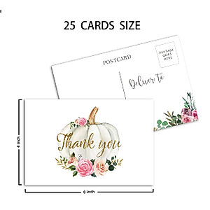 Pumpkin Floral Baby Shower Invitation Set, Books For Baby, Thank You, Diaper Raffle, Fill In Invites Cards,Each Design 25 Cards & Envelopes (Total 100 Cards) – (b011-taozhuang)
