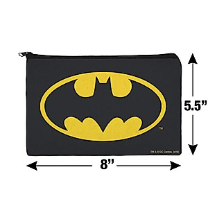 Batman Classic Bat Shield Logo Pencil Pen Organizer Zipper Pouch Case