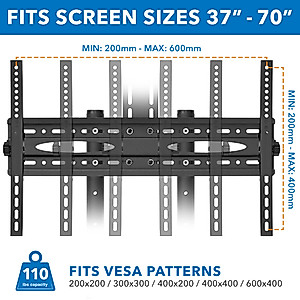 Mount-It! TV Cart Mobile TV Stand Wheeled Height Adjustable Flat Screen Television Floor Stands with Rolling Casters and Shelf, VESA Compatible TV Mount Bracket Fits Displays 37 to 70 Inch, 110 Lbs
