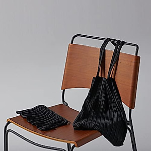 BLUEORB Each Bag Casual Washable Pleats Women's Versatile 100% Recycled Polyester Daily Shoulder Bag Tote Hobo Pouch Set (Beyond Black)