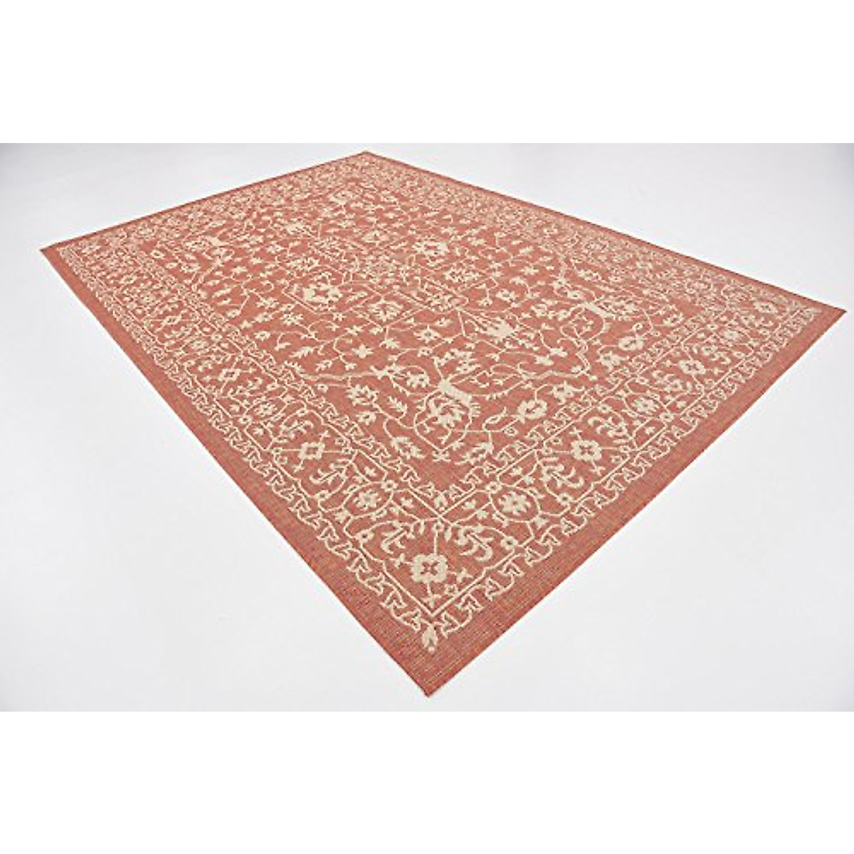 Unique Loom Outdoor Botanical Collection Area Rug - Allover (7' 1" x 10' Rectangle, Terracotta/ Beige)