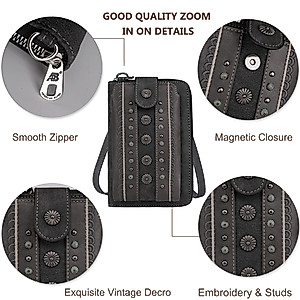 Montana West Crossbody Cell Phone Purse For Women Western Style Cellphone Wallet Bag Travel Size With Coin Pocket PHD-2012BK