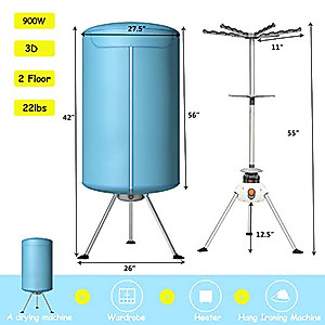 Giantex 17.6lbs Portable Washing Machine, 900W Clothes Dryer, Electric Laundry Dryer and Heater, Washer & Spinner Combo with Ventless Heating Stand for Apartment Travel RV