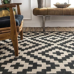 nuLOOM CTTR09A-406 Annalise Modern Aztec Indoor/Outdoor Area Rug, 4' x 6', Black Restaurant