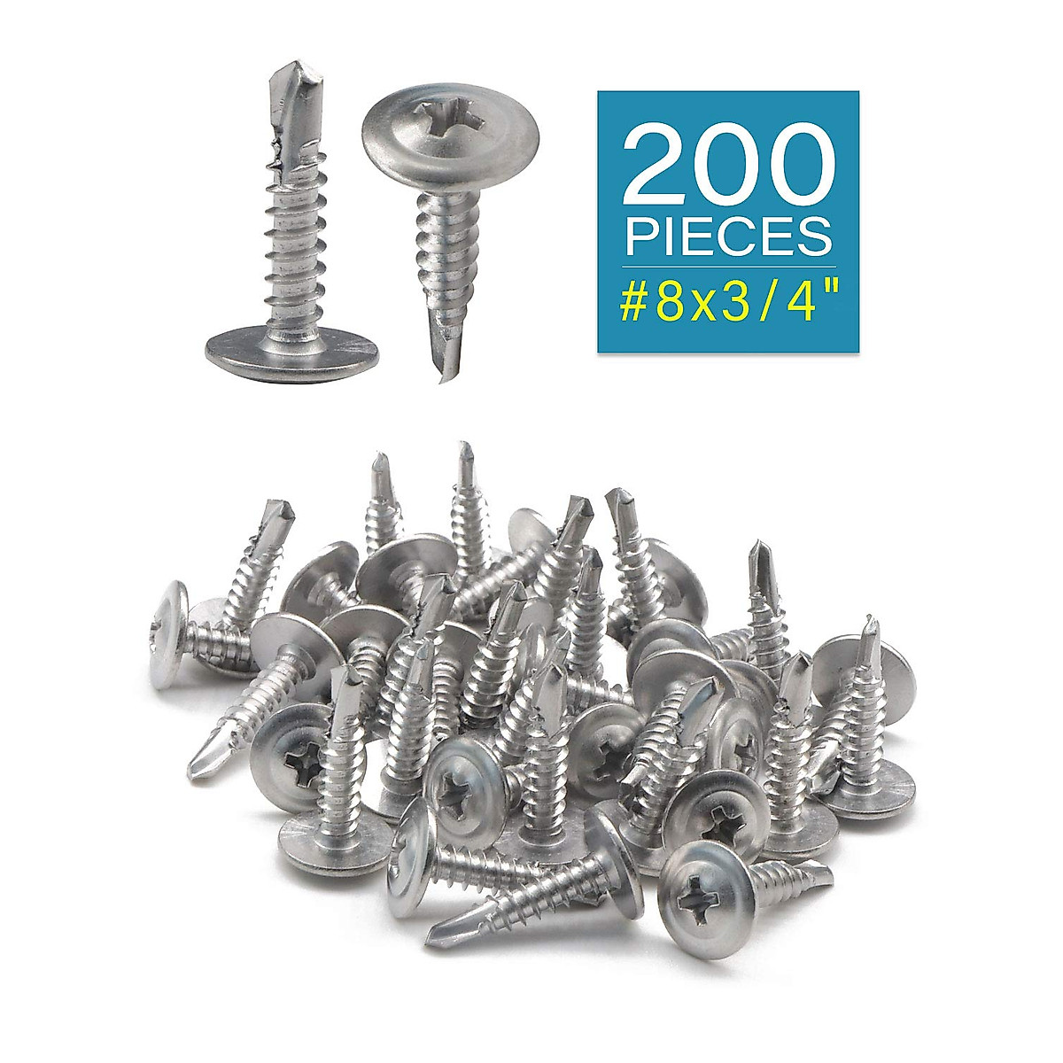 IMScrews 200pcs #8 x 3/4" Self Drilling Truss Head Screws Standard Thread Wood Work MDF 410 Stainless Steel