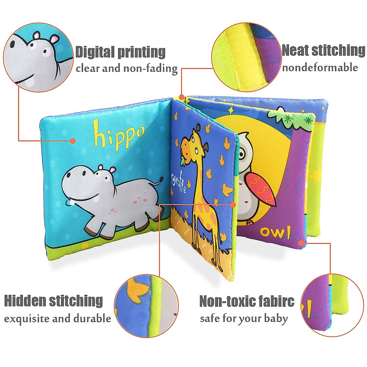 TOP BRIGHT Soft Cloth Books for Babies First Year, Baby Toys 6 to 12 Months Girls and Boys, Crinkly Cloth Book Bath Toys(Pack of 6)