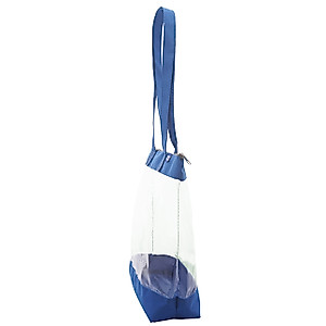 Clear Shoulder Tote with ZIPPER Closure, Royal
