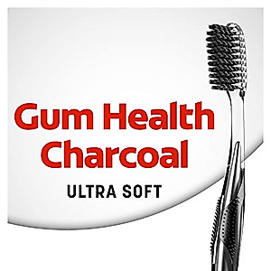 Colgate Gum Health Adult Manual Soft Charcoal Toothbrush, Ultra Soft Toothbrush with Antibacterial Bristles, Soft Bristle Toothbrush for Sensitive Teeth, Helps Reduce Gingivitis, 4 Pack