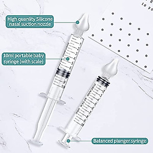 JUSONEY Baby Nose Syringe - Professional Fly Baby Irrigator with Clean and Reusable Silicone Nose Tips (2 Pieces)