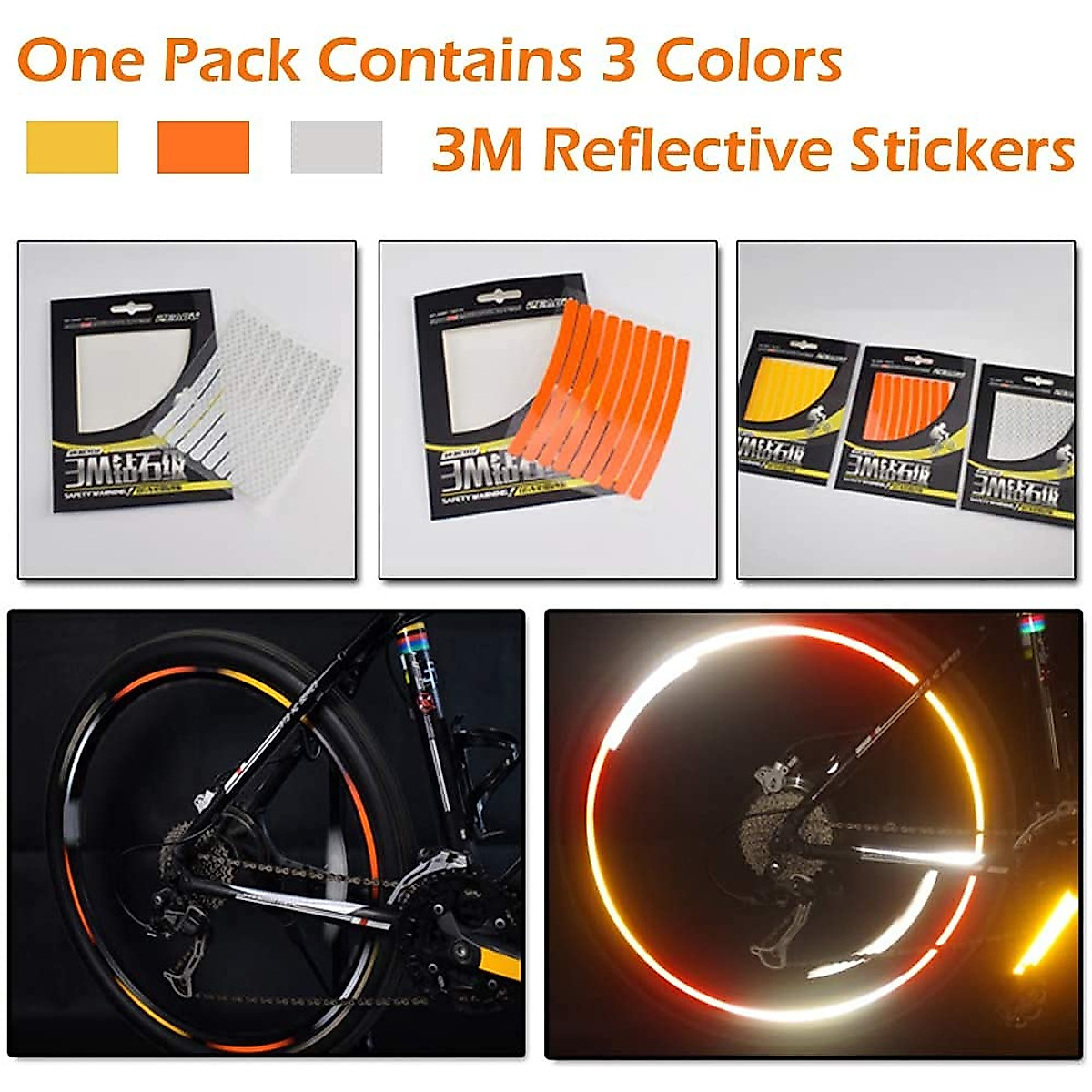 LESOVI Reflective Stickers, Reflective Decals, Waterproof Adhesive Decals, Bike Reflective Tape, Night Safety Stickers for Bicycle，Wheelchairs，Motorbike，Helmet，Stroller，Scooter (27 PCS Bike Reflector)