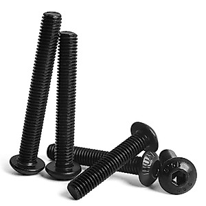 M6 x 20mm 25mm 30mm 35mm 40mm Button Head Socket Cap Screws Bolts, 10.9 Grade Alloy Steel, Metric Allen Hex Drive, Black Oxide Finish, Fully Threaded, Assortment Kit 50PCS