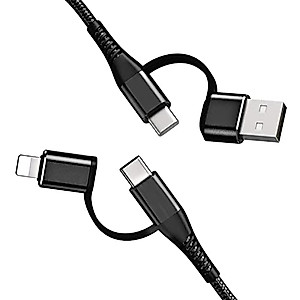 4-in-1 USB C Cable Combo 3.3ft – Flexible and Ultra-Fast Charging Cord PD 60W with USB A/Type C/Compatible with Apple iPhone, iPad, MacBook, Samsung Galaxy, Android Smartphones, and More