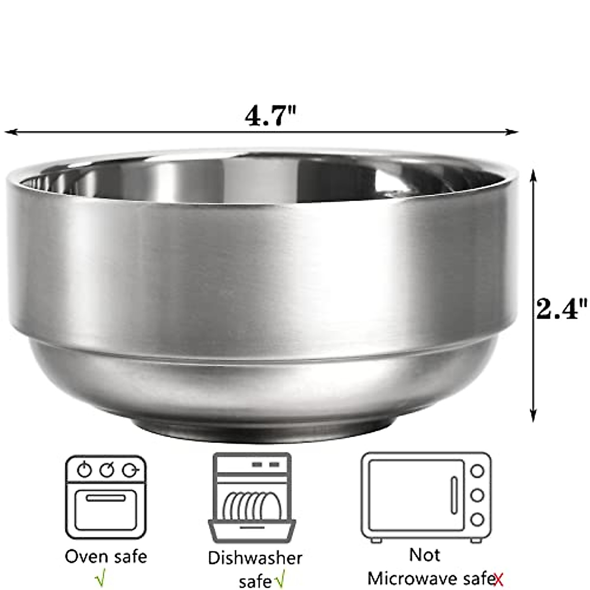 Lyellfe 6 Pack Stainless Steel Bowls, 12 Oz Unbreakable Bowl for Kids Small, 18/8 Double Walled Insulated Snack Soup Bowl for Rice, Cereal, Ice Cream, BPA-free, Dishwasher Safe