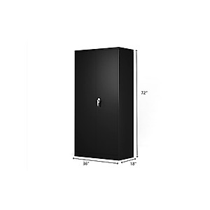 SUXXAN Metal Wardrobe Storage Cabinet, Industrial Steel Storage Cabinet with Adjustable Shelves and Hanging Rod, Modern Style for Home Office, Assembly Required