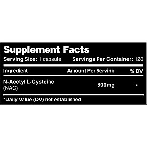 Leviathan Nutrition NAC Supplement N-Acetyl Cysteine for Lung, Liver, Immune Support - Potent Antioxidant Support to Boost Glutathione Levels 600mg, 120 Capsules