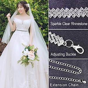 Lovful Bling Rhinestone Belt,Crystal Chain Belt for Women Dresses,Sparkly Diamond Glitter Waist Belts,Silver