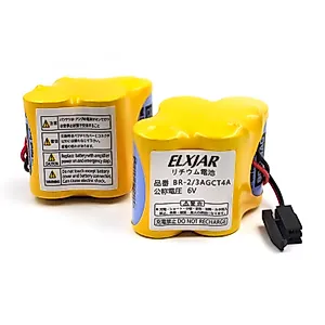 elxjar (2-Pack) BR-2/3AGCT4A 6V 4400mAh Replacement Battery for Panasonic FANUC A98L-0031-0025, CUSTOM-107, SHS749, ALIT0138, LIT0138 (Black Connector)